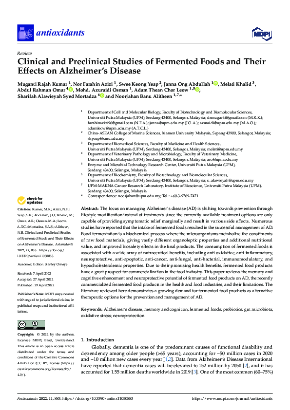 (PDF) Clinical and Preclinical Studies of Fermented Foods and Their ...