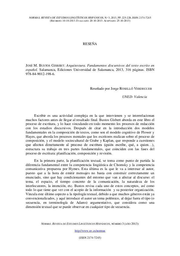 (PDF) Arquitextura. Fundamentos discursivos del texto escrito en español