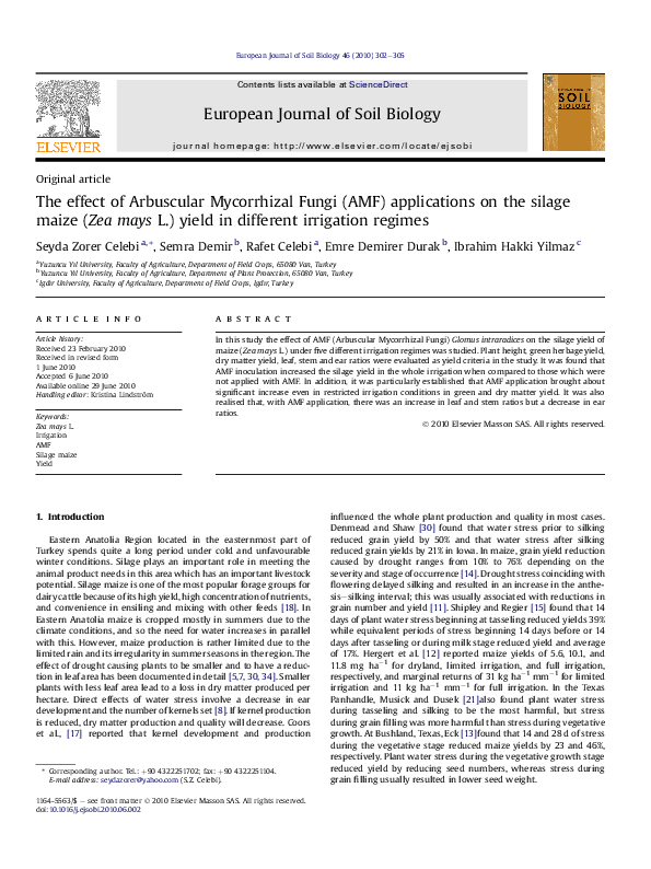 (PDF) The effect of Arbuscular Mycorrhizal Fungi (AMF) applications on the silage maize (Zea ...