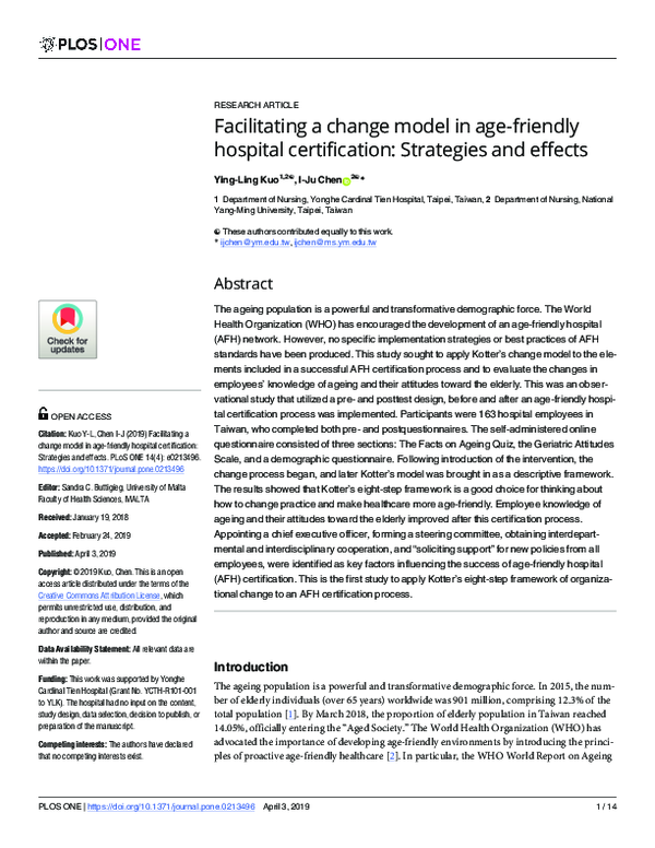 (PDF) Facilitating a change model in age-friendly hospital ...