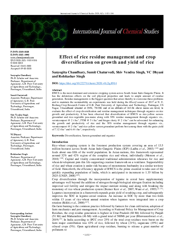(PDF) Effect of rice residue management and crop diversification on ...