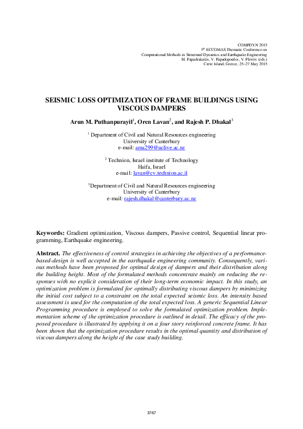 (PDF) Seismic Loss Optimization of Frame Buildings Using Viscous Dampers