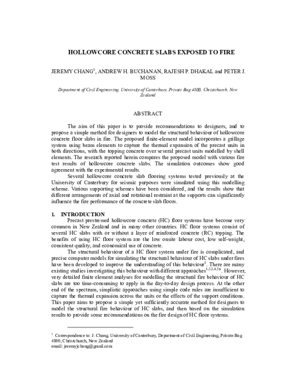 (PDF) Hollow-core concrete slabs exposed to fire