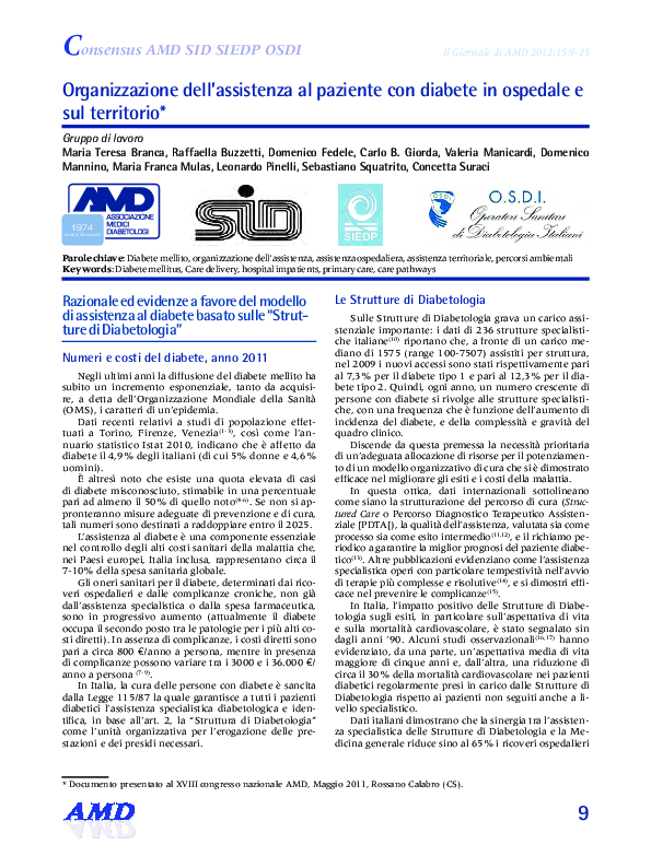 (PDF) Consensus AMD SID SIEDP OSDI Organizzazione dell'assistenza al ...