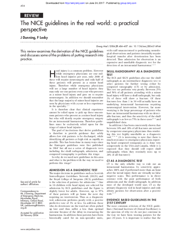 (PDF) The NICE guidelines in the real world: a practical perspective