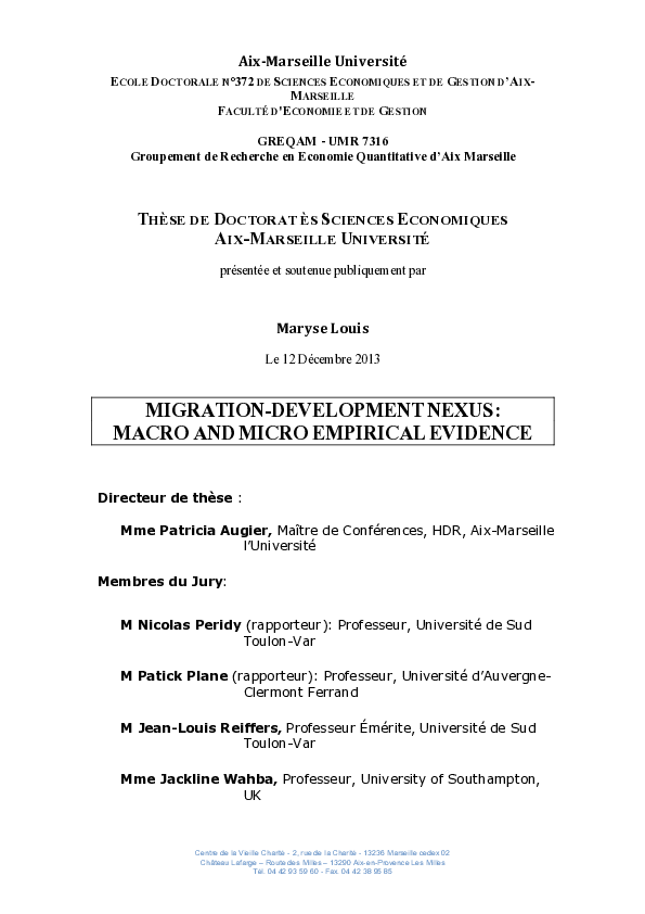(PDF) Migration-development nexus : macro and micro empirical evidence