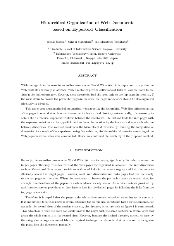 (PDF) Hierarchical organization of web documents based on hypertext ...