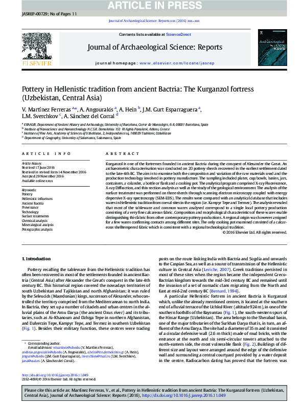 (PDF) Pottery in Hellenistic tradition from ancient Bactria: The ...