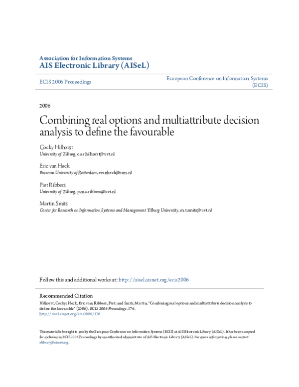 (PDF) Combining real options and multiattribute decision analysis to define the favourable