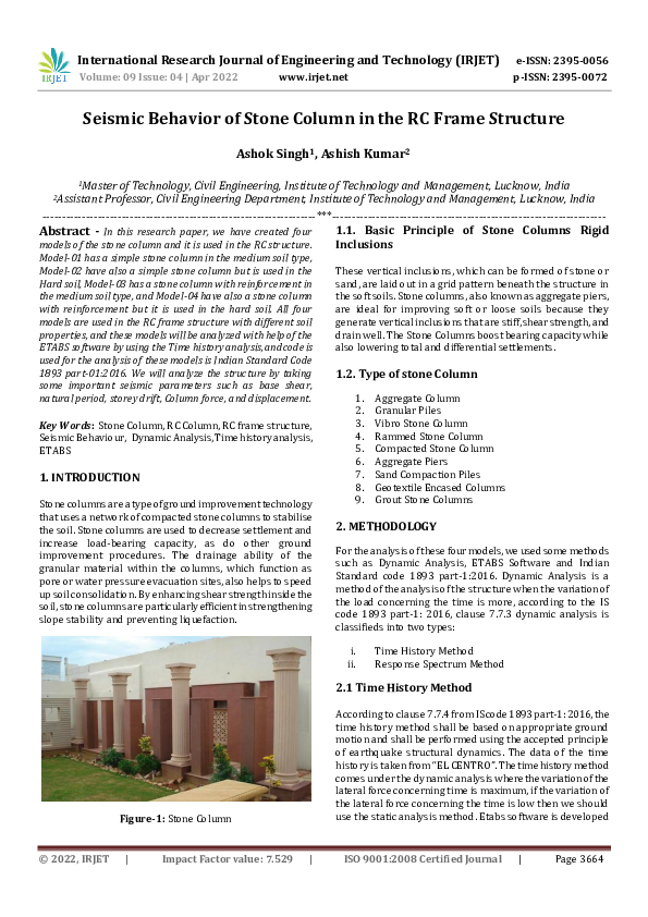 (PDF) Seismic Behavior of Stone Column in the RC Frame Structure