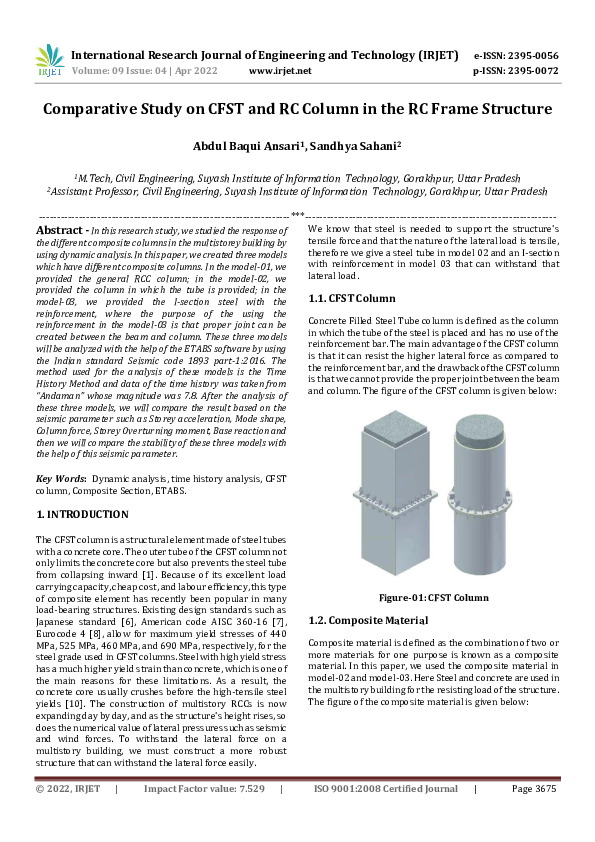 (PDF) Comparative Study on CFST and RC Column in the RC Frame Structure