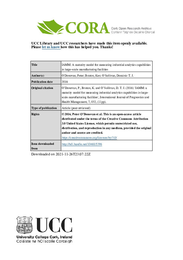 (PDF) IAMM: A Maturity Model for Measuring Industrial Analytics ...