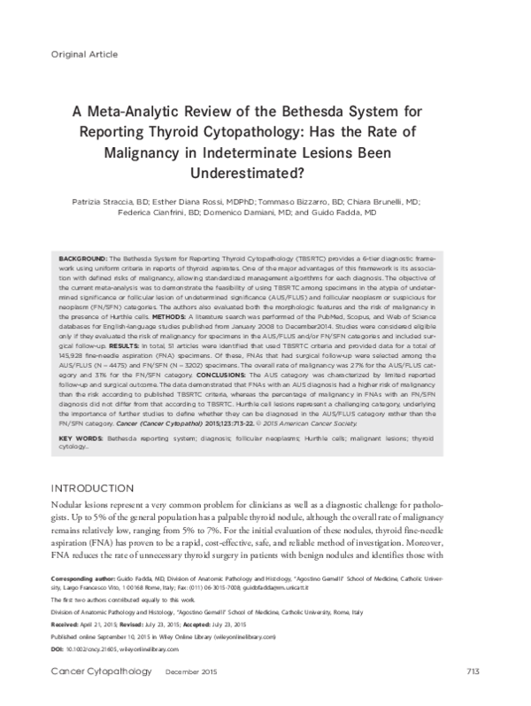 (PDF) A meta-analytic review of the Bethesda System for Reporting ...