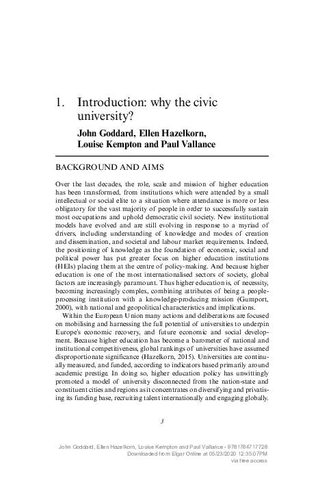 (PDF) Introduction: why the civic university?