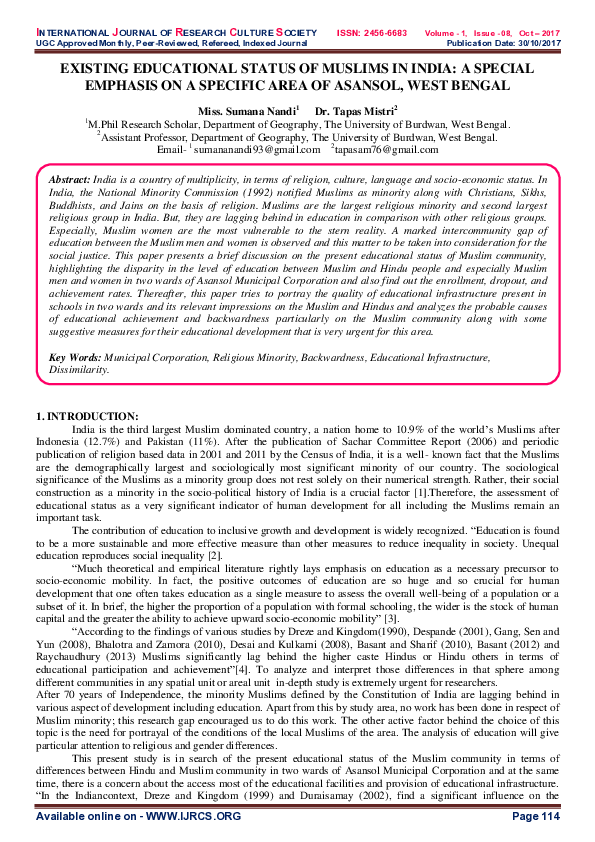 International Journal of Research Culture Society Existing Educational ...