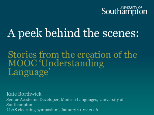 (PDF) A peek behind the scenes: stories from the creation of the MOOC ‘Understanding Language
