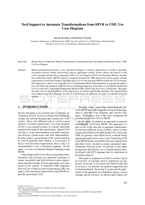 (PDF) Tool Support to Automate Transformations from SBVR to UML Use Case Diagram