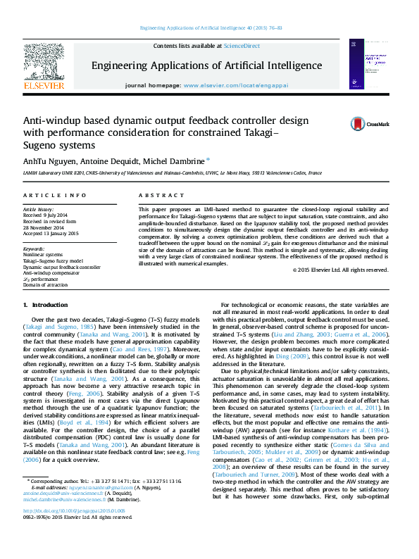 (PDF) Anti-windup based dynamic output feedback controller design with performance consideration ...