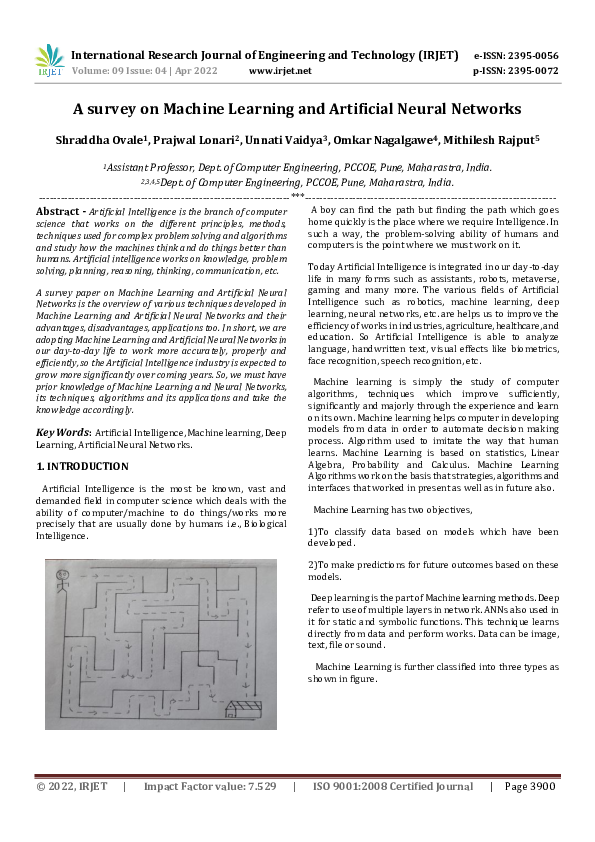 (PDF) A survey on Machine Learning and Artificial Neural Networks