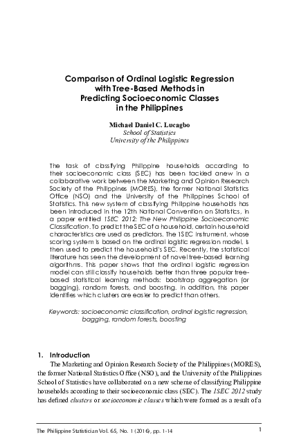 (PDF) Comparison of Ordinal Logistic Regression with Tree-Based Methods in Predicting ...