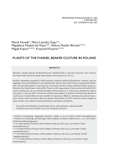 (PDF) Plants of the Funnel Beaker culture in Poland | Magda Kapcia ...