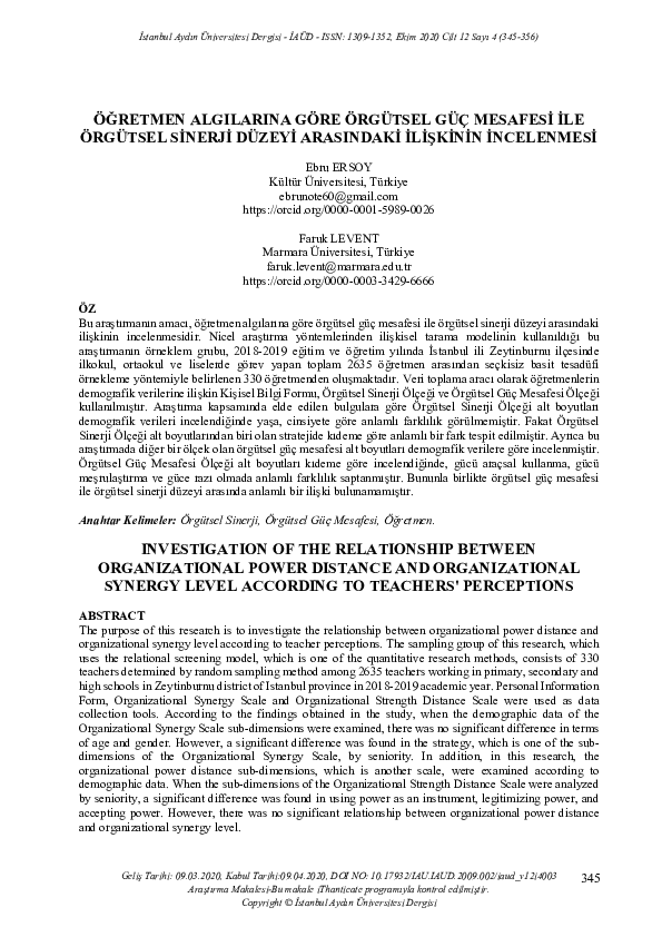 (PDF) Investigation of the Relationship Between Organizational Power Distance and Organizational ...