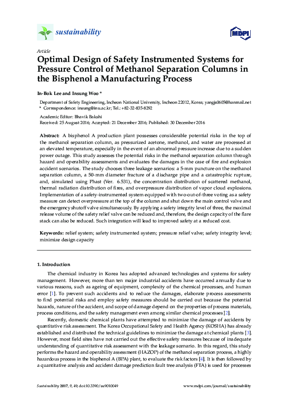 (PDF) Optimal Design of Safety Instrumented Systems for Pressure ...