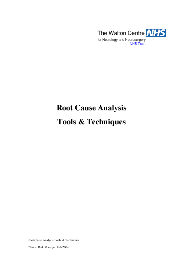 (PDF) Root Cause Analysis Tools and Techniques