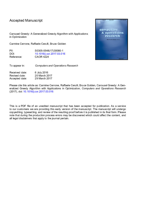 Pdf Carousel Greedy A Generalized Greedy Algorithm With Applications 0894