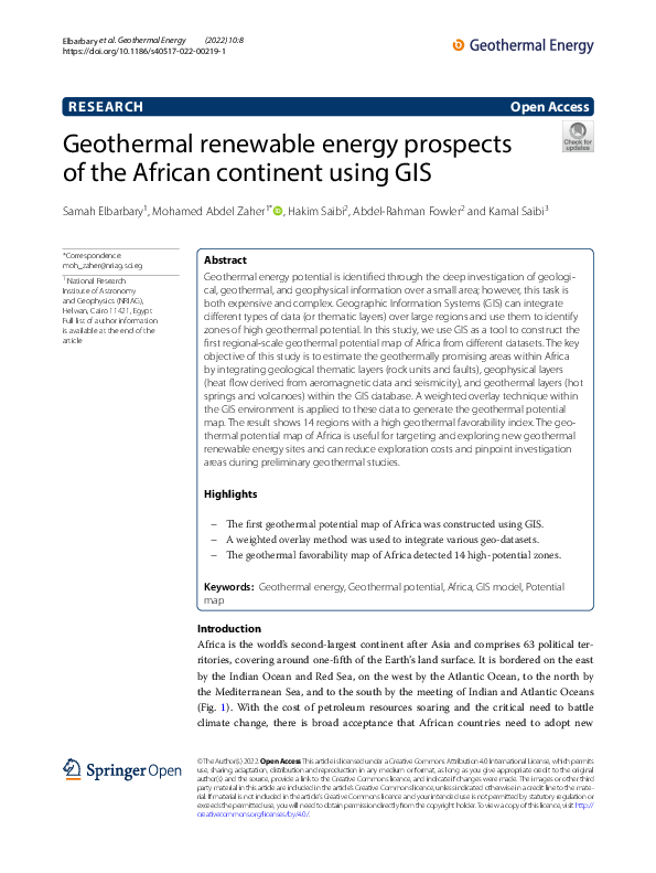 (PDF) GIS-Based Geothermal Potential Mapping in Africa