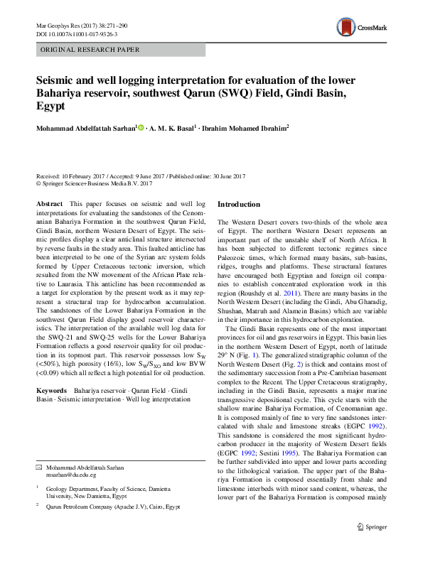 (PDF) Seismic and well logging interpretation for evaluation of the ...