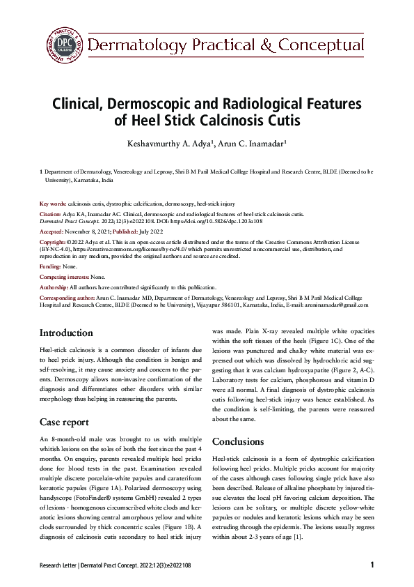 (PDF) Clinical, dermoscopic and radiological features of heel stick ...