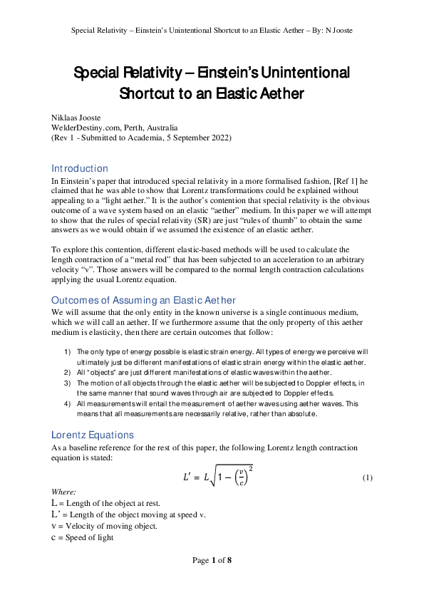 (PDF) Special Relativity - Einstein's Unintentional Shortcut to an ...