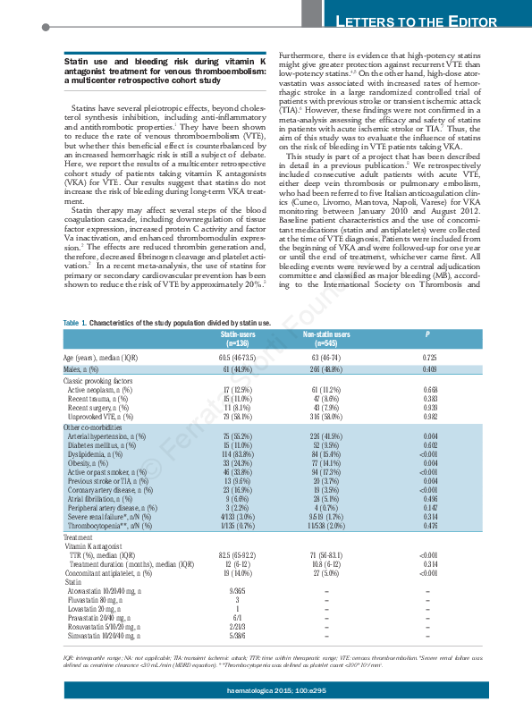 Pdf Statin Use And Bleeding Risk During Vitamin K Antagonist