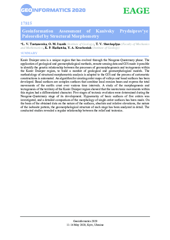 (PDF) Geoinformation Assessment of Kanivsky Prydniprov’ye Paleorelief ... (PDF) Geoinformation Assessment of Kanivsky Prydniprov’ye Paleorelief ...
