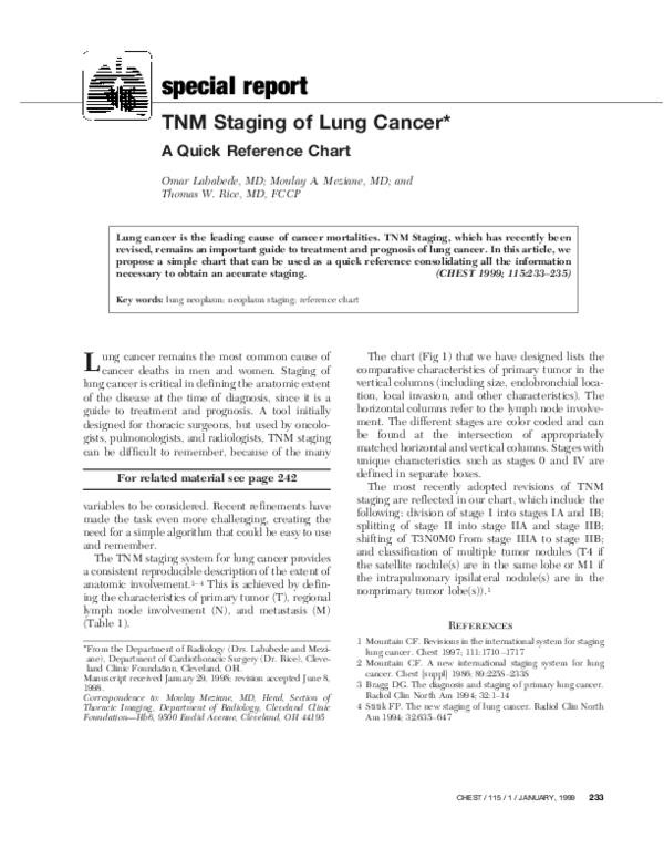 (PDF) TNM Staging of Lung Cancer