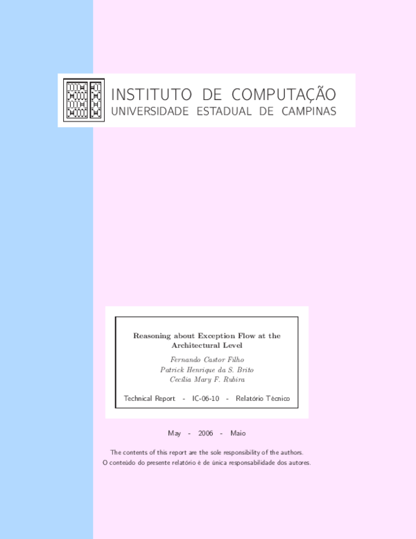 Pdf Reasoning About Exception Flow At The Architectural Level 4660
