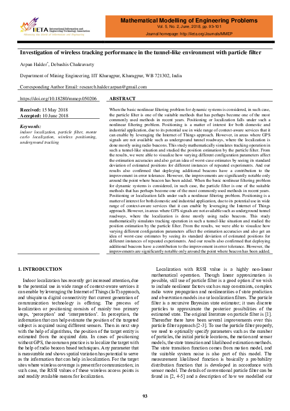 (PDF) Investigation of wireless tracking performance in the tunnel-like environment with ...