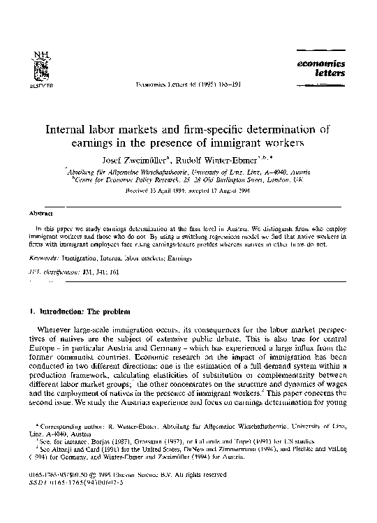 (PDF) Internal labor markets and firm-specific determination of ...