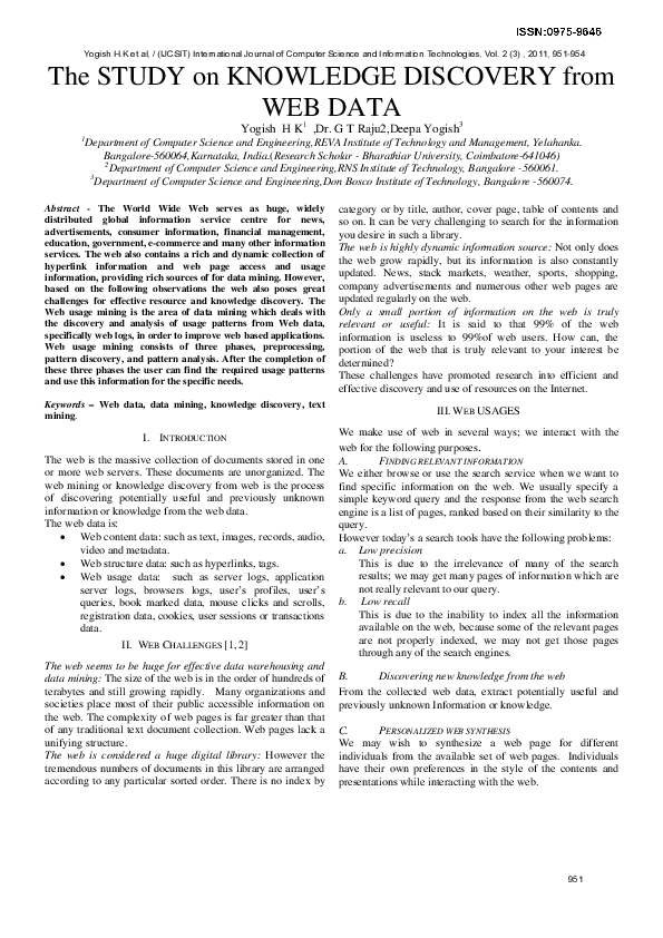 (PDF) The STUDY on KNOWLEDGE DISCOVERY from WEB DATA