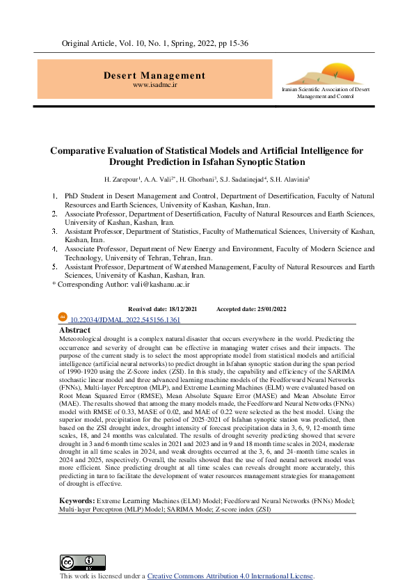 (PDF) Comparative Evaluation of Statistical Models and Artificial Intelligence for Drought ...