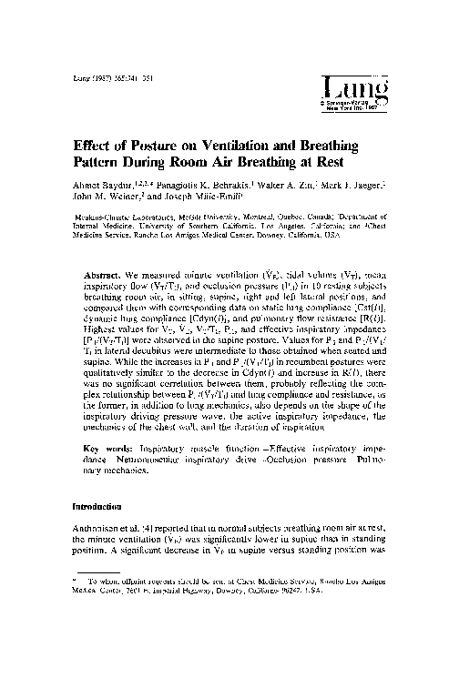 (PDF) Effect of posture on ventilation and breathing pattern during ...
