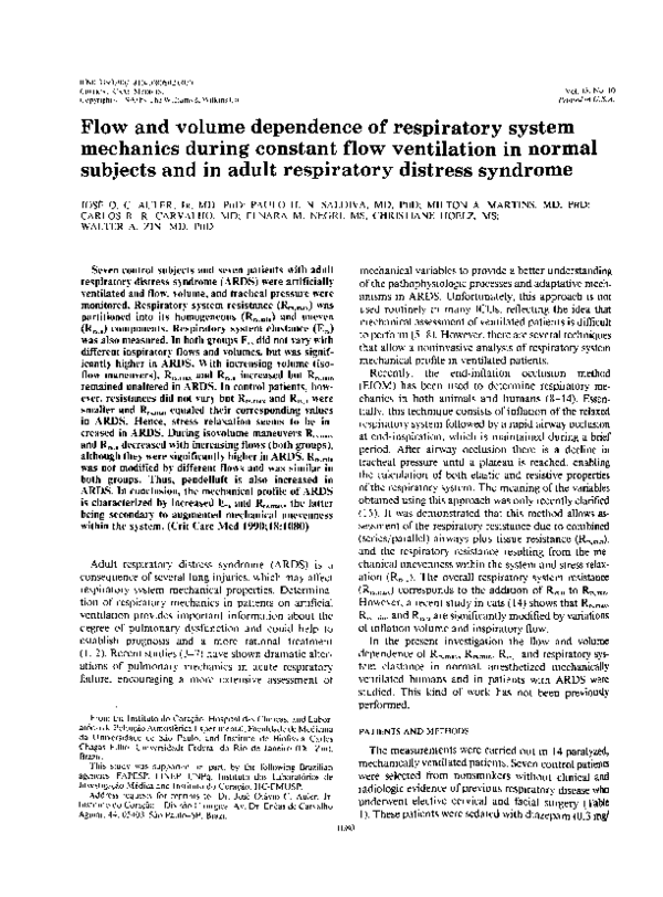 (PDF) Flow and volume dependence of respiratory system mechanics during ...