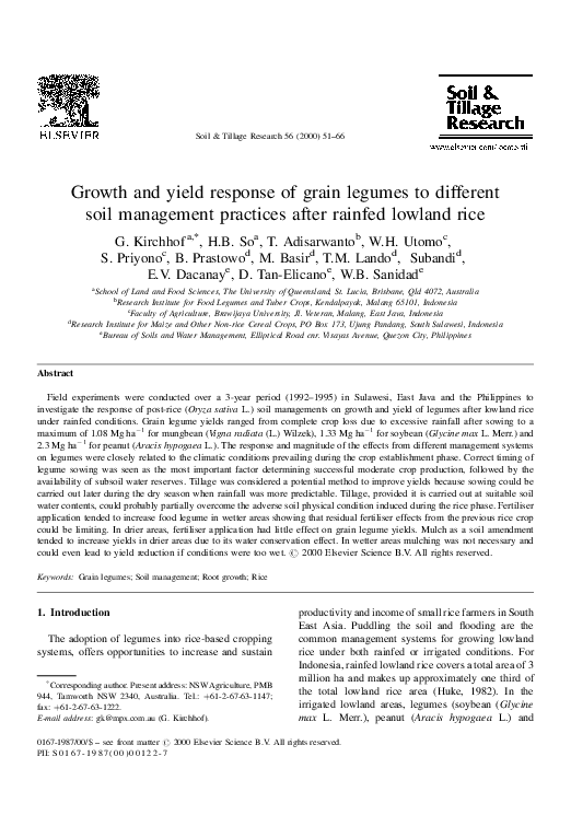 (PDF) Growth and yield response of grain legumes to different soil management practices after ...