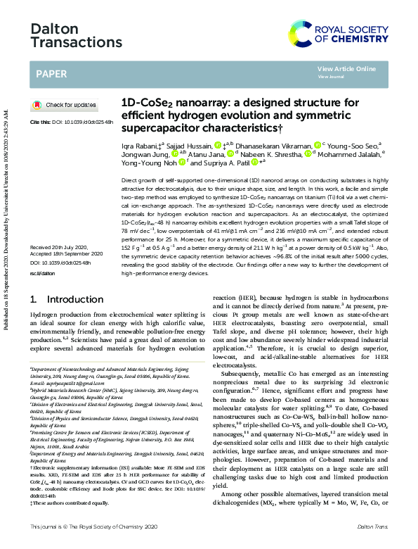 (PDF) 1D-CoSe2 nanoarray: a designed structure for efficient hydrogen evolution and symmetric ...