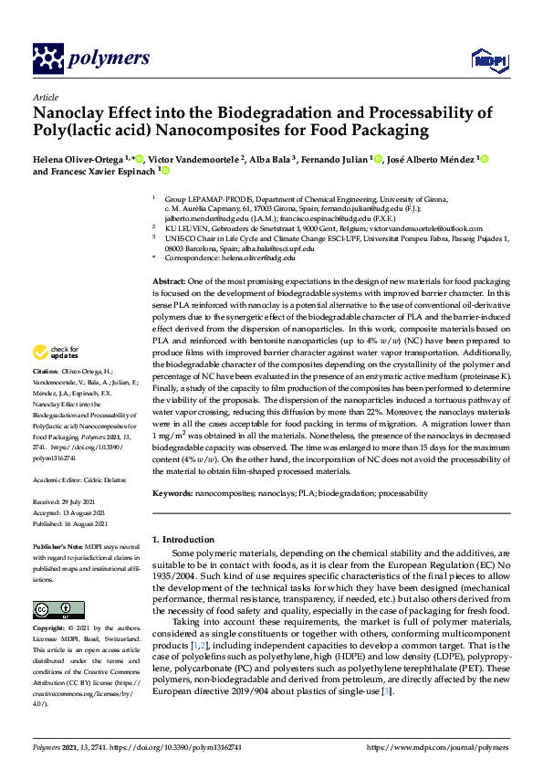 (PDF) Nanoclay Effect into the Biodegradation and Processability of ...