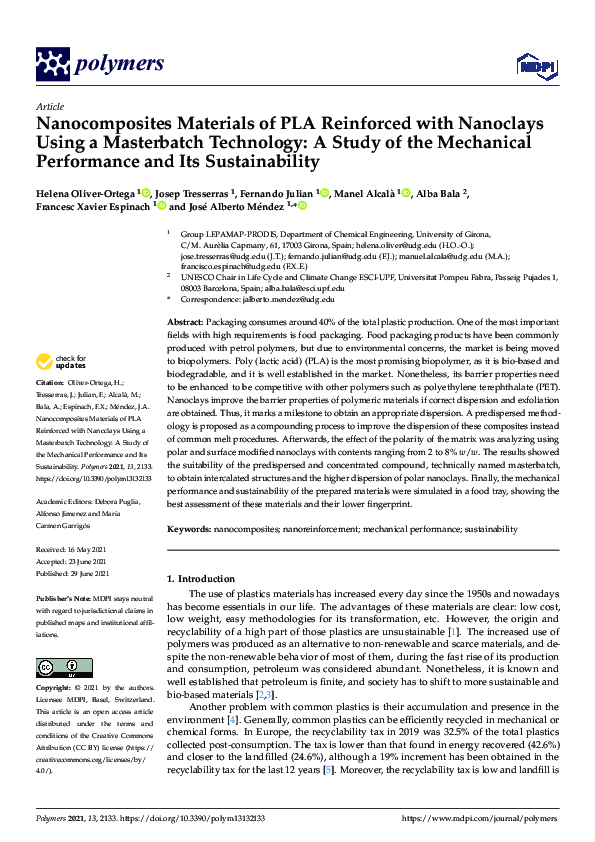 (PDF) PLA Nanocomposites with Nanoclays for Packaging