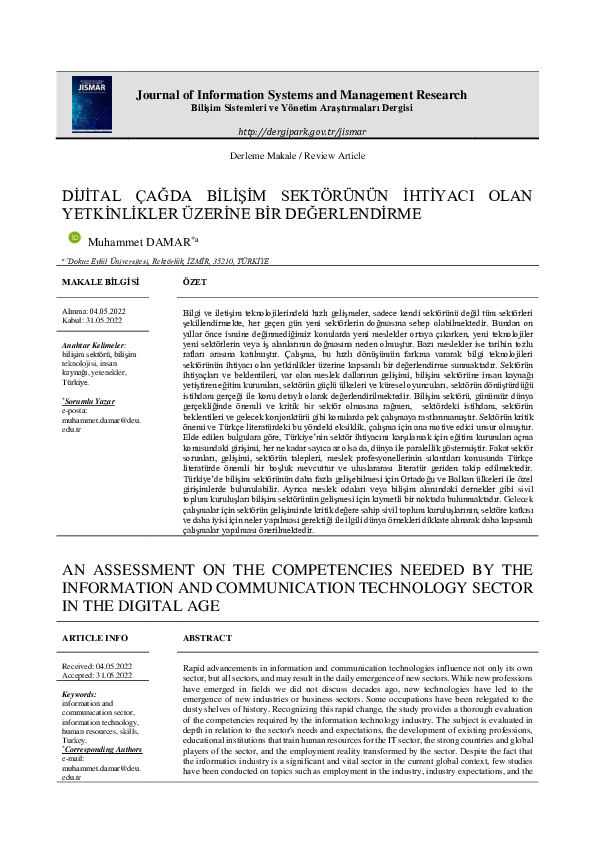 (PDF) AN ASSESSMENT ON THE COMPETENCIES NEEDED BY THE INFORMATION AND ...