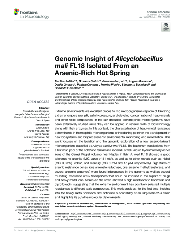 (PDF) Genomic Insight of Alicyclobacillus mali FL18 Isolated From an ...