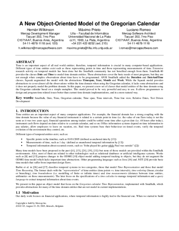 (PDF) A point based model of the Gregorian Calendar